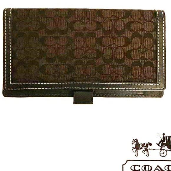 Coach | Bags | Coach Signature Envelope Jacquard Leather Pleated Slim ...